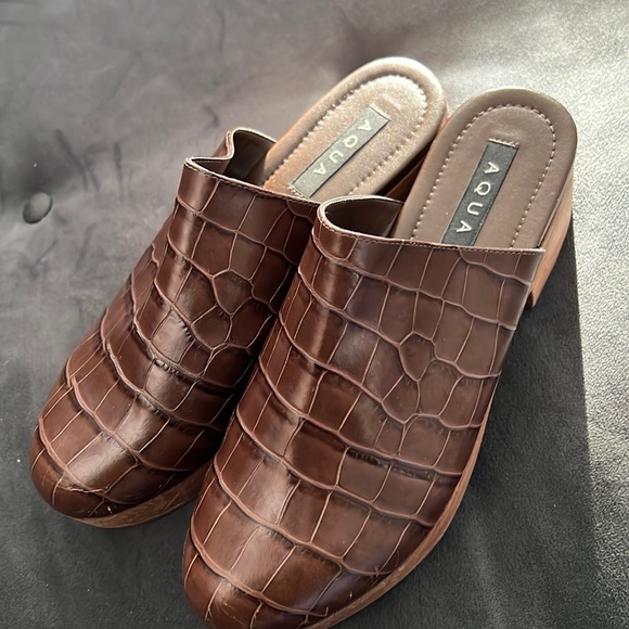 Aqua | Shoes | Aqua Brown Crocodile Clogs | Poshmark
